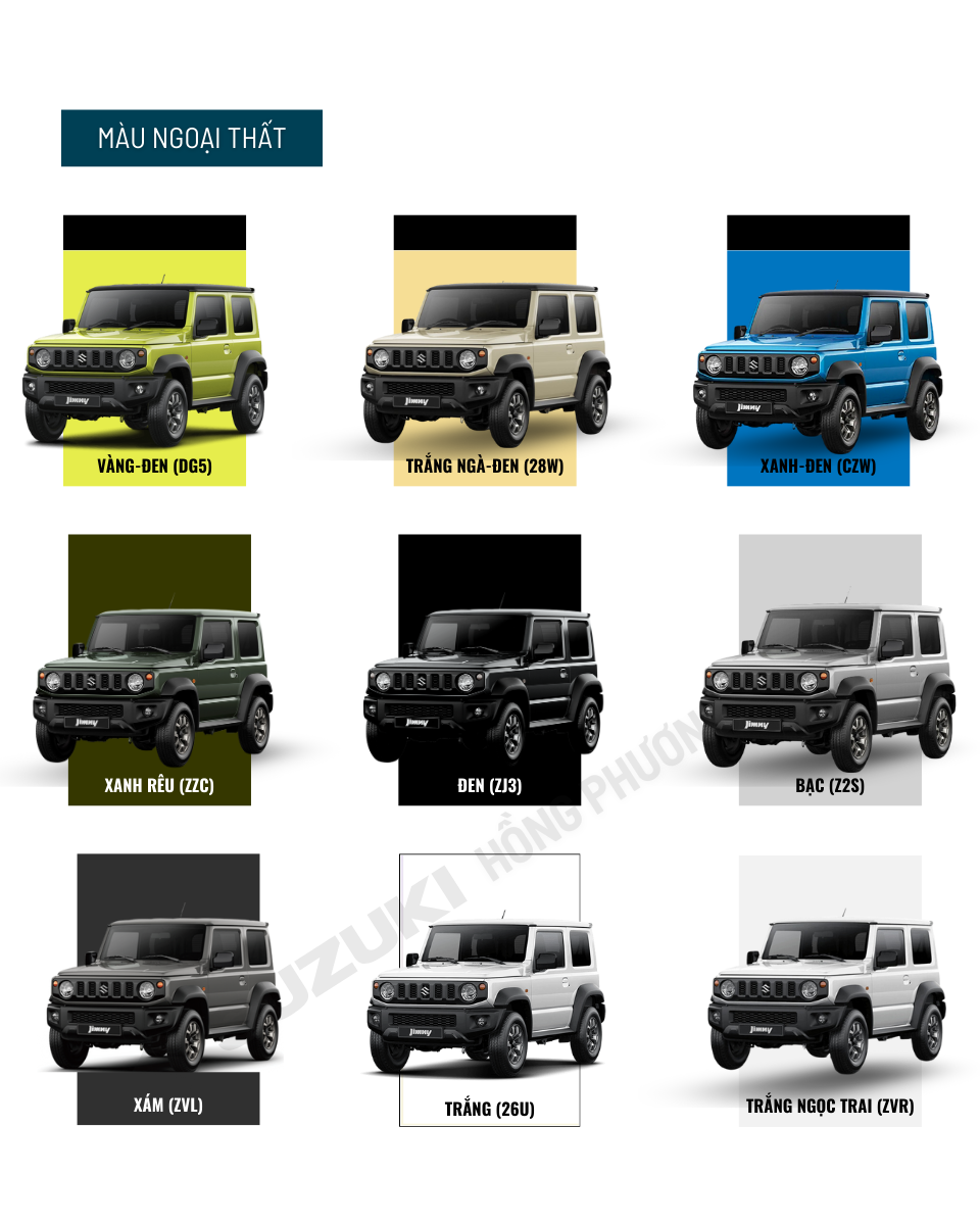 SUZUKI JIMNY BẢNG MÀU